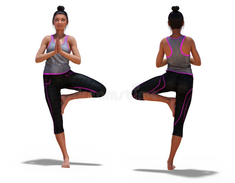 Front and Right Profile Poses of a Virtual Woman in Yoga Seated Wide ...
