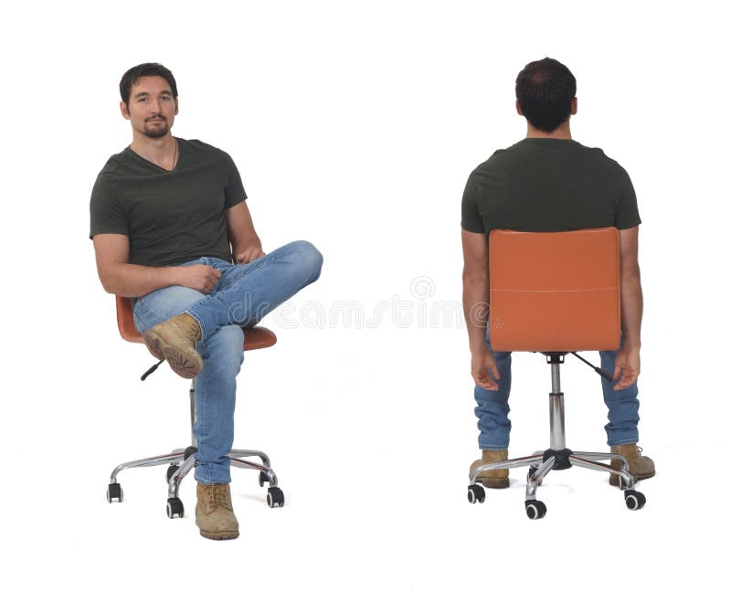 Back Front View Man Sitting Chair Isolated Stock Photos - Free ...