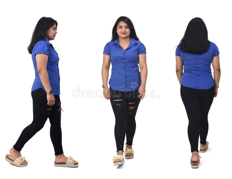 Different Poses of an Elegant Middle-aged Woman, Front,profile and Rear ...
