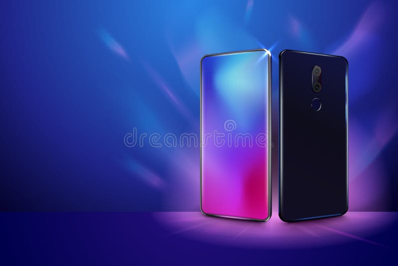 Back and Front Smartphone View. Realistic Mobile Phone in Different ...