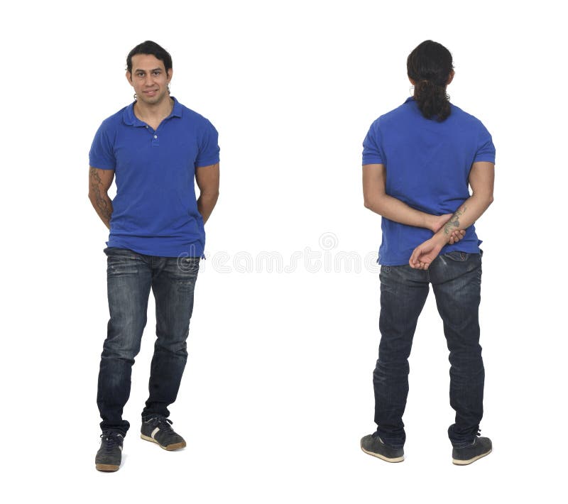 Back and Front View of a Standing Man with Ponytail Stock Photo - Image ... Back and Front View of a Standing Man with Ponytail Stock Photo - Image ...