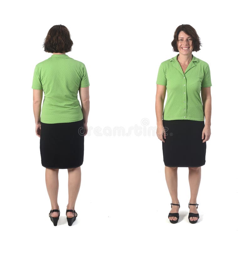 Back and Front with a Woman on White Stock Photo - Image of middle ...