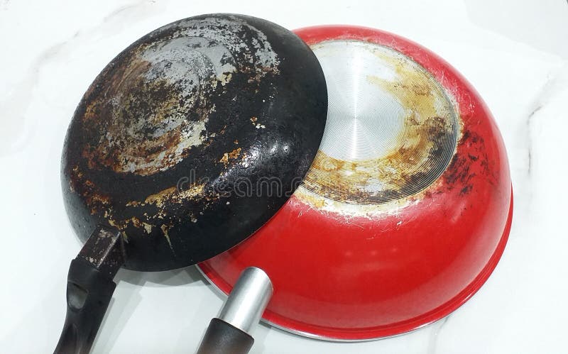 The Back of the Frying Pan is Greasy Stock Image - Image of table ...