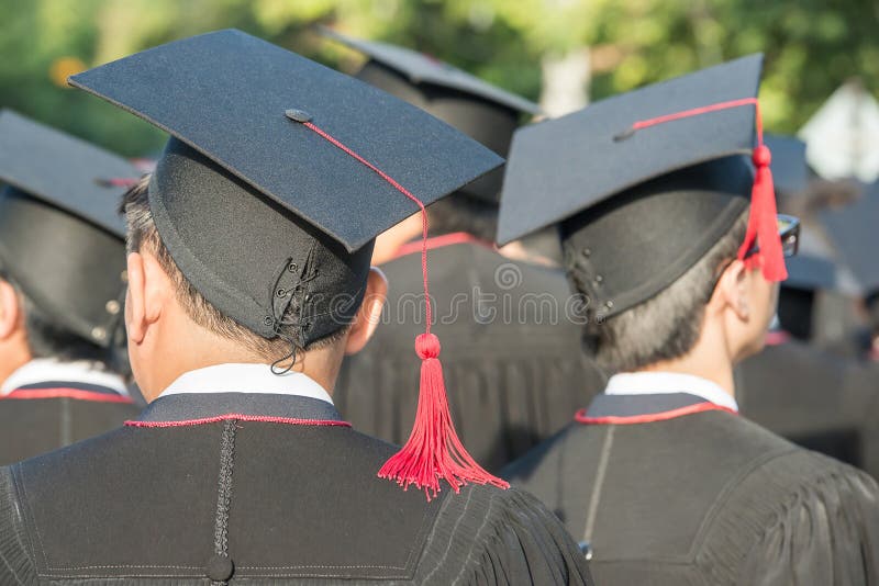 Back of Graduates during Commencement at University. Close Up at Stock ...