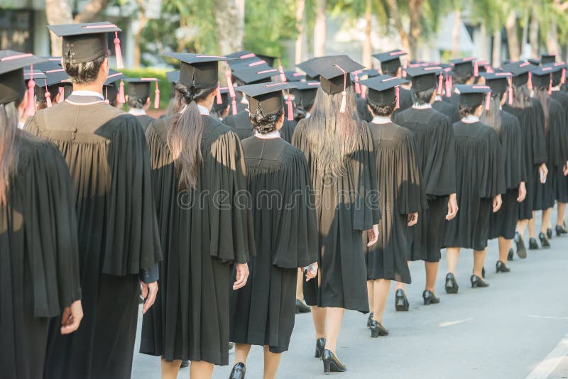 Back of Graduates during Commencement at University. Close Up at Stock ...