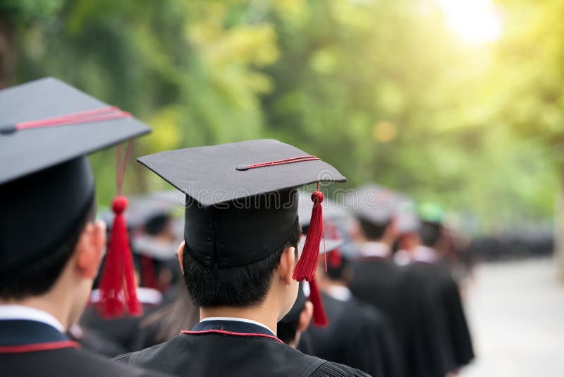 Back of Graduates during Commencement at University. Close Up at Stock ...