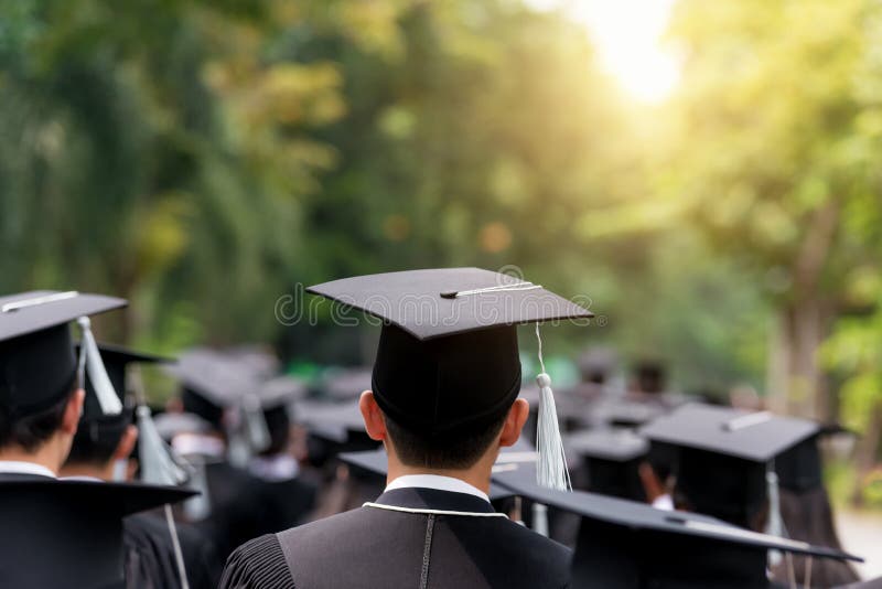 Back of Graduates during Commencement at University. Close Up at Stock ...