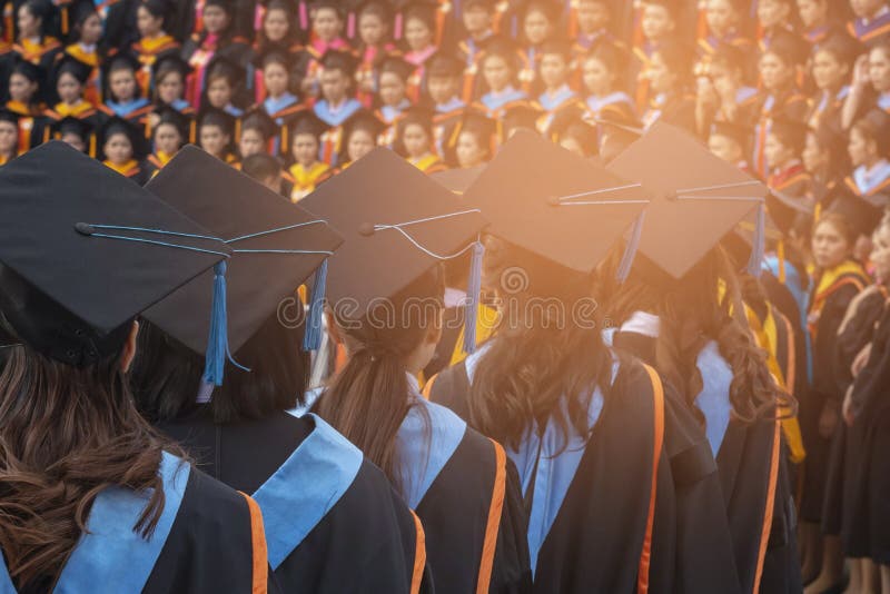 Back of Graduation with Black Yellow Tail Cap at Ceremony in Graduation ...