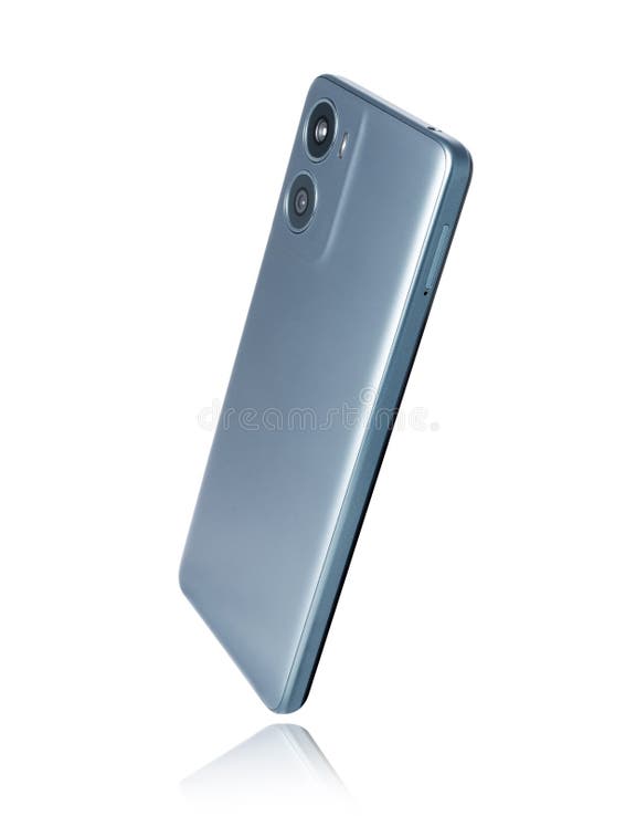 The Back of the Grey Smartphone with Two Cameras Isolated on a White ...