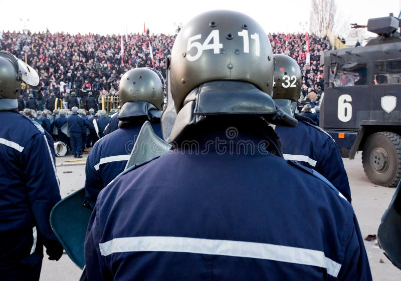 Back Guard Policeman Red Fans Stock Image - Image of back, football ...