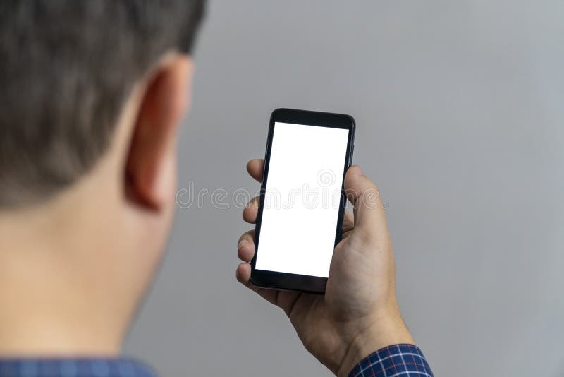 Back Head View of Empty Smartphone Screen Stock Photo - Image of ...
