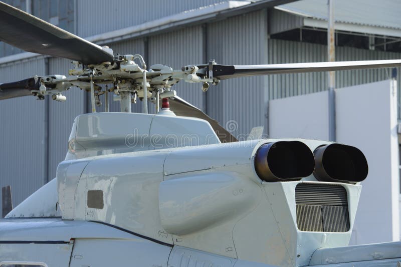 Back of Helicopter Engine and Rotor Stock Photo - Image of speed, blue ...