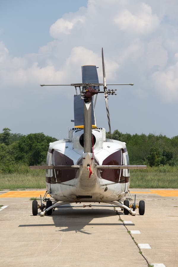 Helicopter Parking In Hangar And Prepare For Fly By Support Team Stock ...
