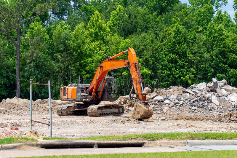 Back Hoe Working a on Construction Site Stock Photo - Image of wall ...