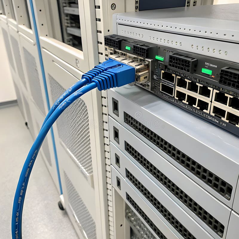 The Back I O Port of a Server Rack Connects Various Cables, Including ...