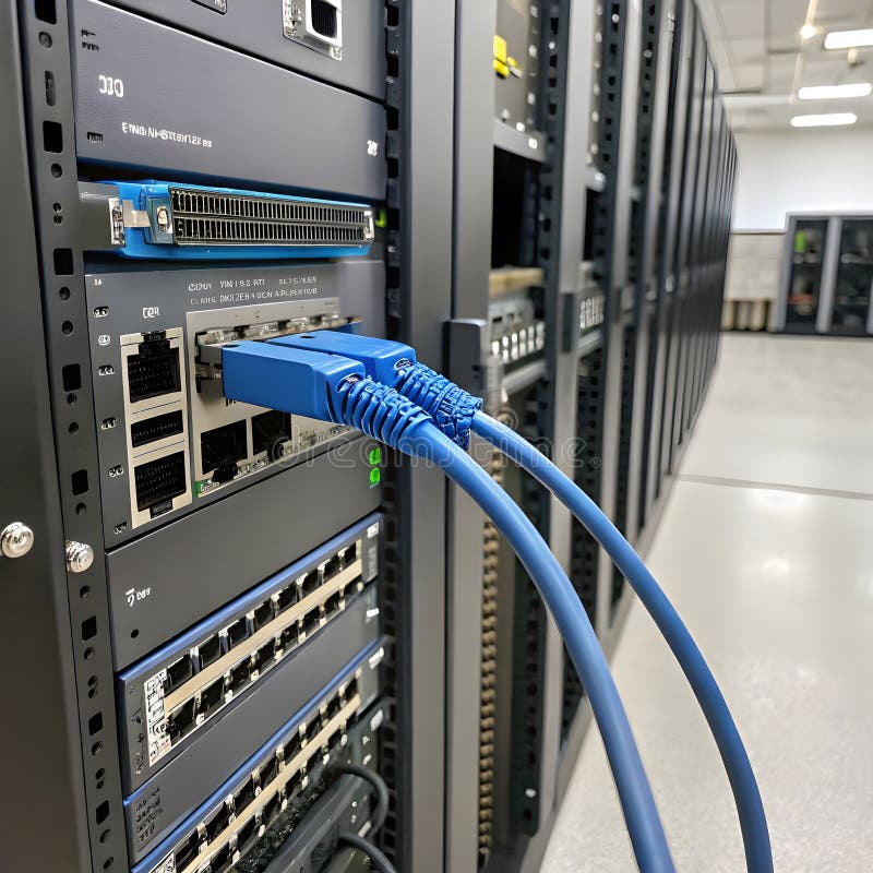 The Back I O Port of a Server Rack Connects Various Cables, Including ...