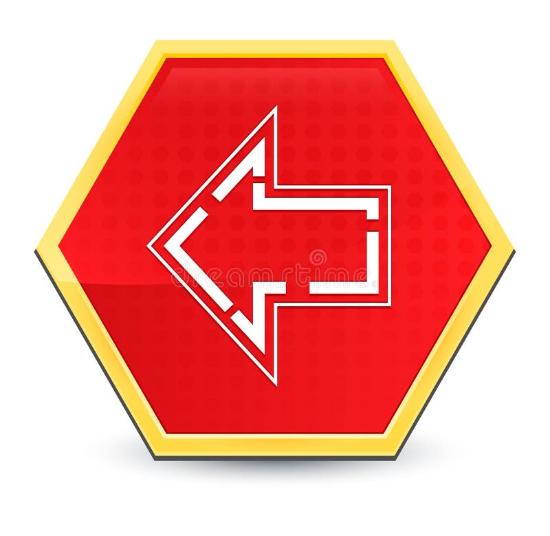 Back Icon Abstract Red Hexagon Button Bright Yellow Frame Elegant ...