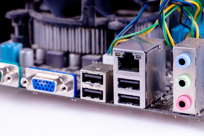 Back Input and Output I O Motherboard Panel Stock Photo - Image of ...