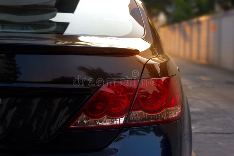 Back Light of City Car on the Street Background Stock Image - Image of ...