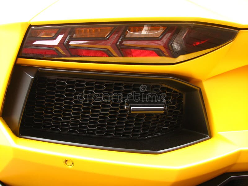 Back Light of a Modern Yellow Sport Car Stock Image - Image of ...