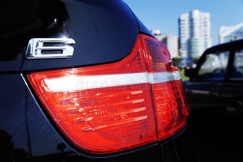 Back Car Lights Close Up. White Sports Car Closeup Stock Image - Image ...