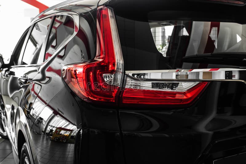 Back Lights of Black Car. Car Headlight. the Back of the Car Stock ...