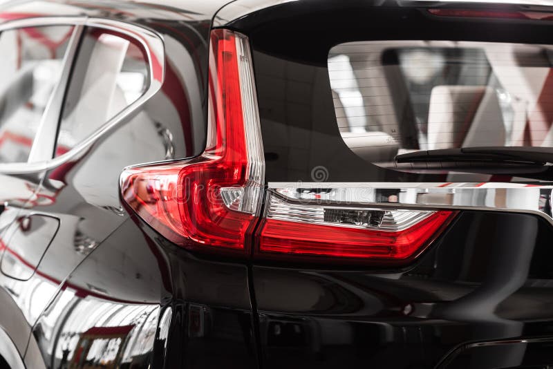 Back Lights of Black Car. Car Headlight. the Back of the Car Stock ...