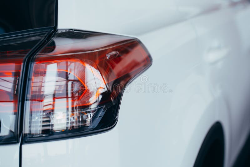 Back Lights of Modern White Car Stock Image - Image of bumper, exterior ...