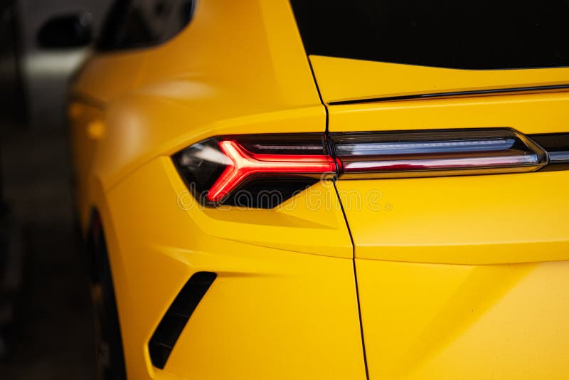 Back Lights of Yellow Sport Car Suv Stock Photo - Image of exterior ...