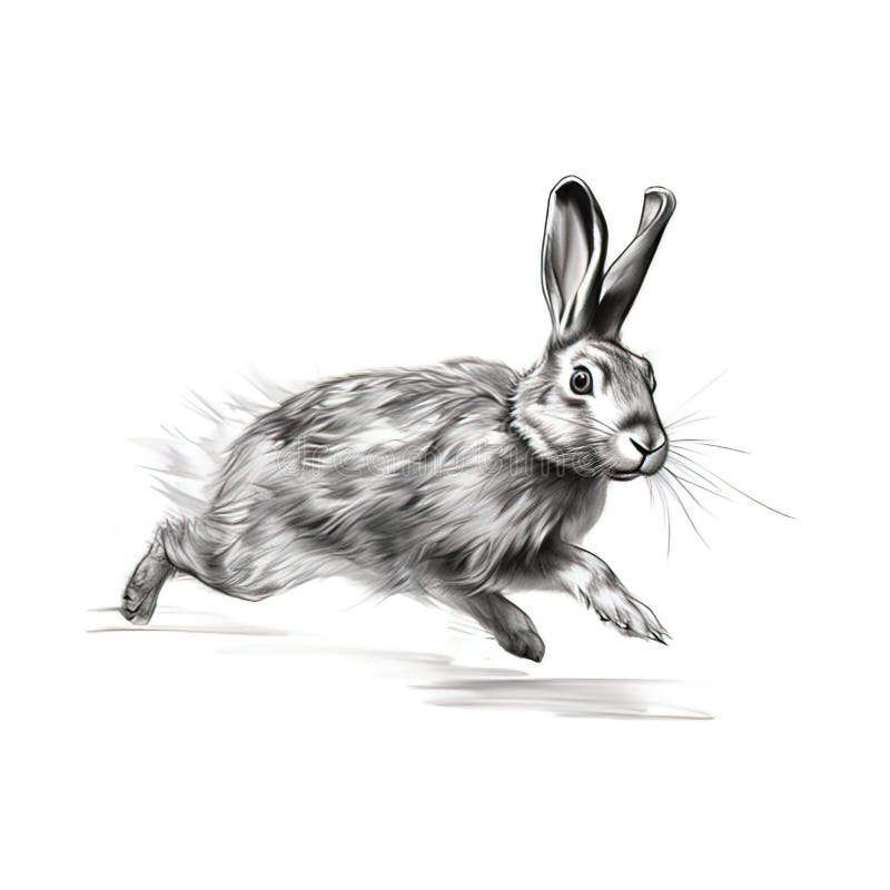Back Lined Rabbit is Running on White Background Stock Illustration ...