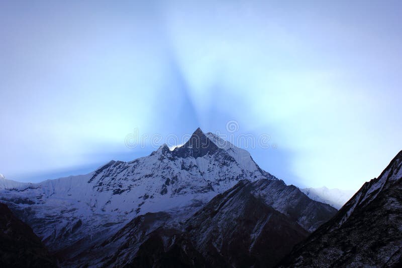 Back Lit View of a Mountain in the Annapurna Range Stock Image - Image ...