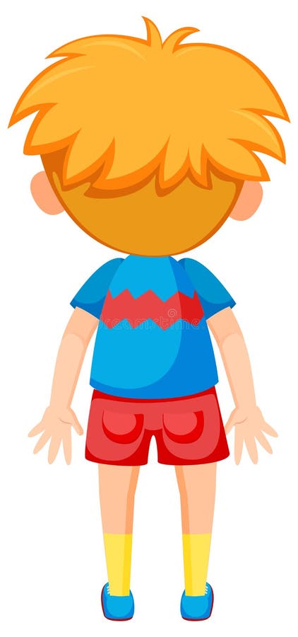 Back of a Little Boy Cartoon Character Stock Vector - Illustration of ...