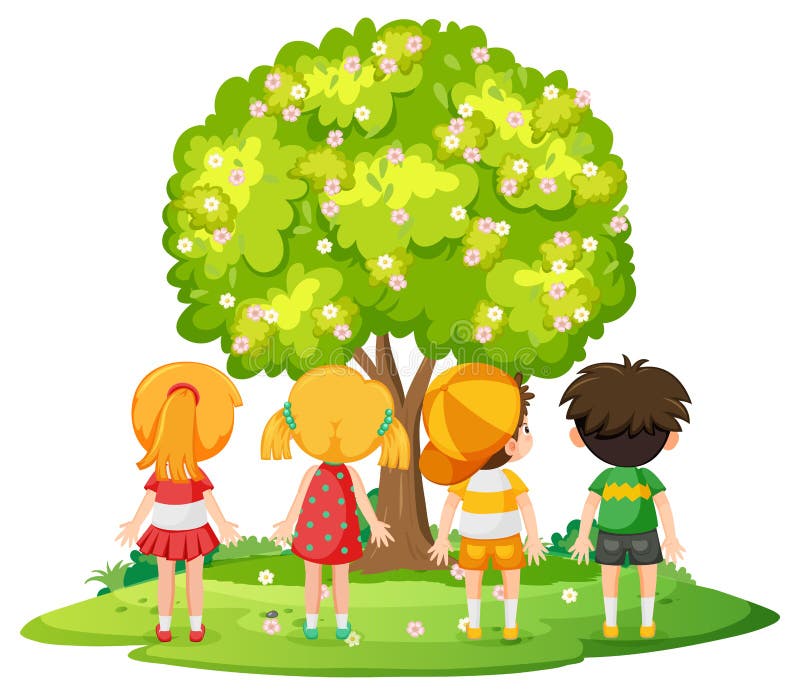 Back of Little Kids Cartoon Characters Stock Vector - Illustration of ...