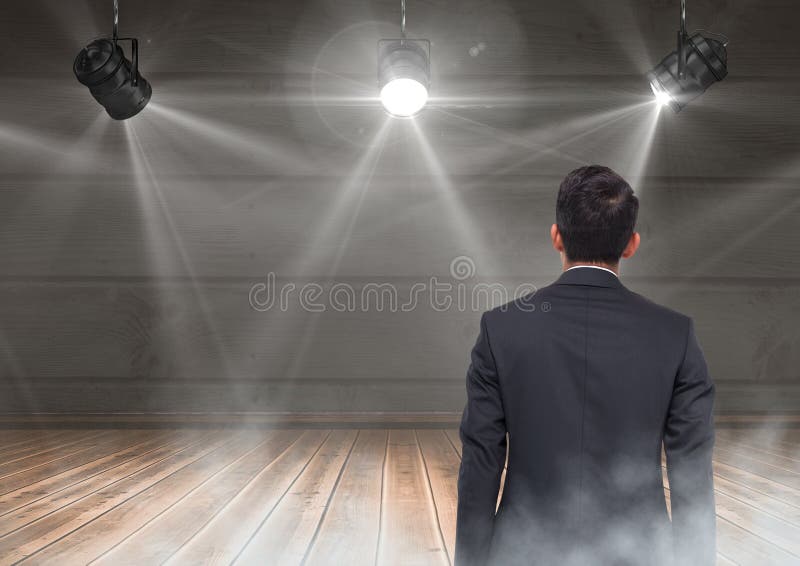 Back of Man Looking at Stage Lights Stock Image - Image of copy ...