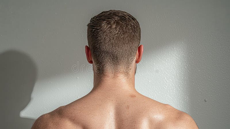 Back of a Man S Head and Shoulders Against a White Wall Stock ... Back of a Man S Head and Shoulders Against a White Wall Stock ...