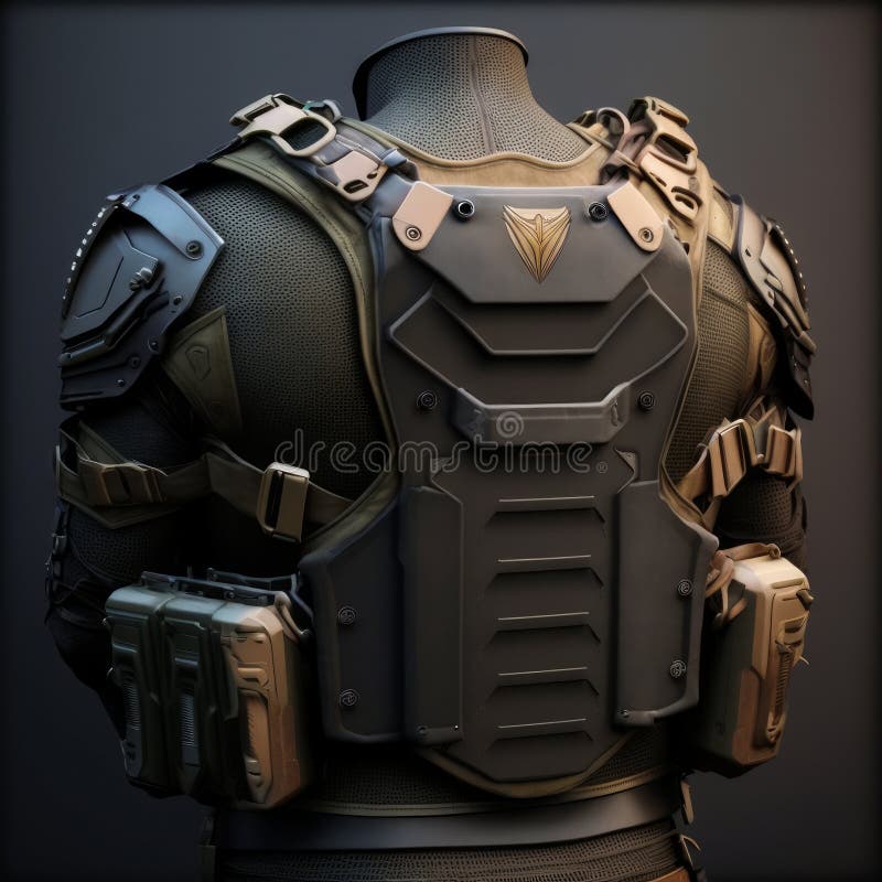 The Back of Man Wearing Tactical Vest. Generative AI Stock Illustration ...