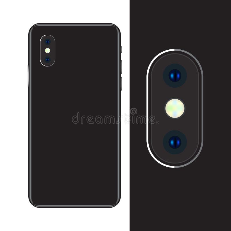 The Back of a Mobile Phone and a Vertical Flash Camera in Detail Stock ...