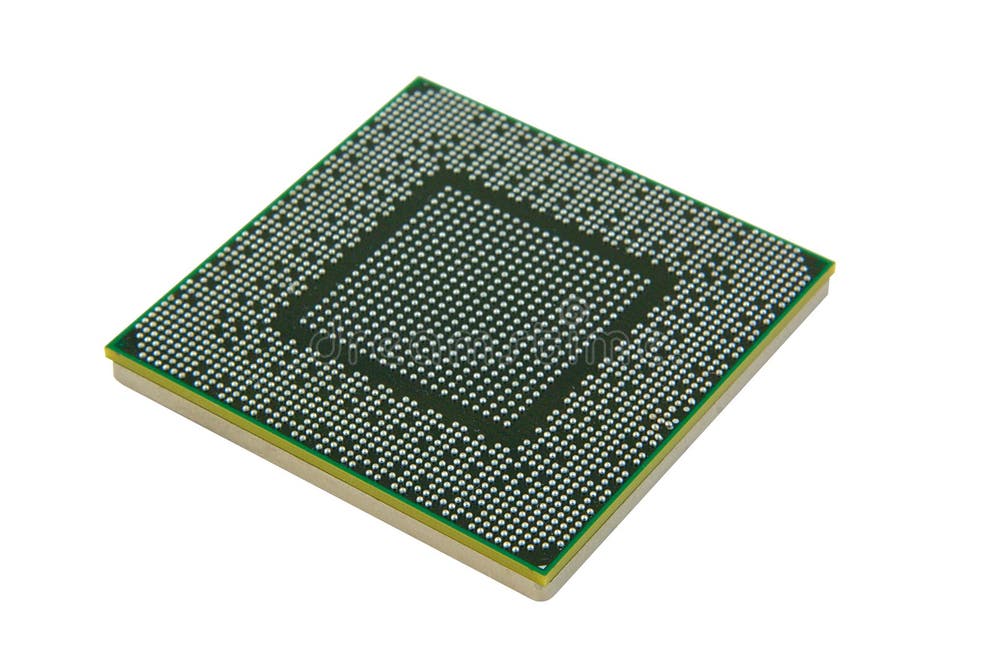 Back of Modern Microprocessor Isolated on Pure Whi Stock Image - Image ...