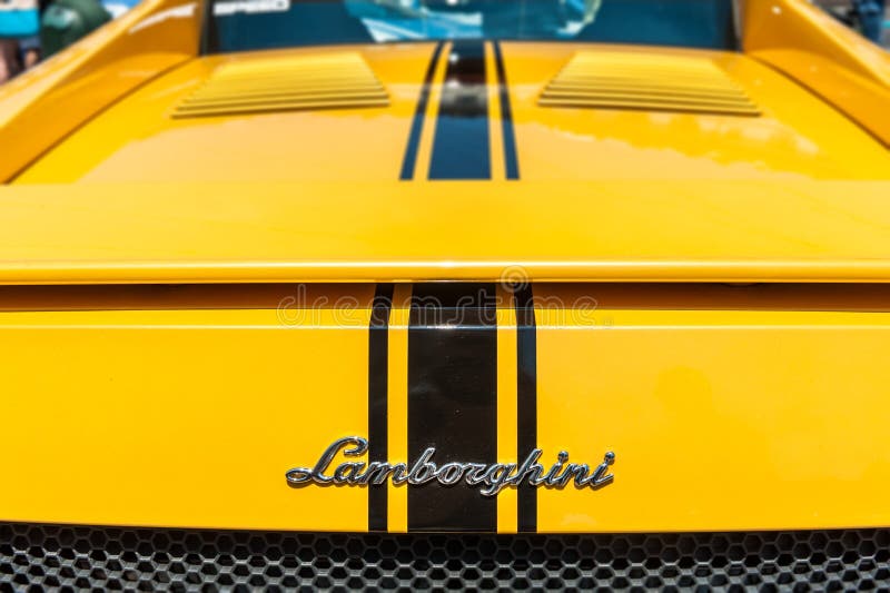 Back of a Modern Yellow Lamborghini Editorial Stock Image - Image of ...