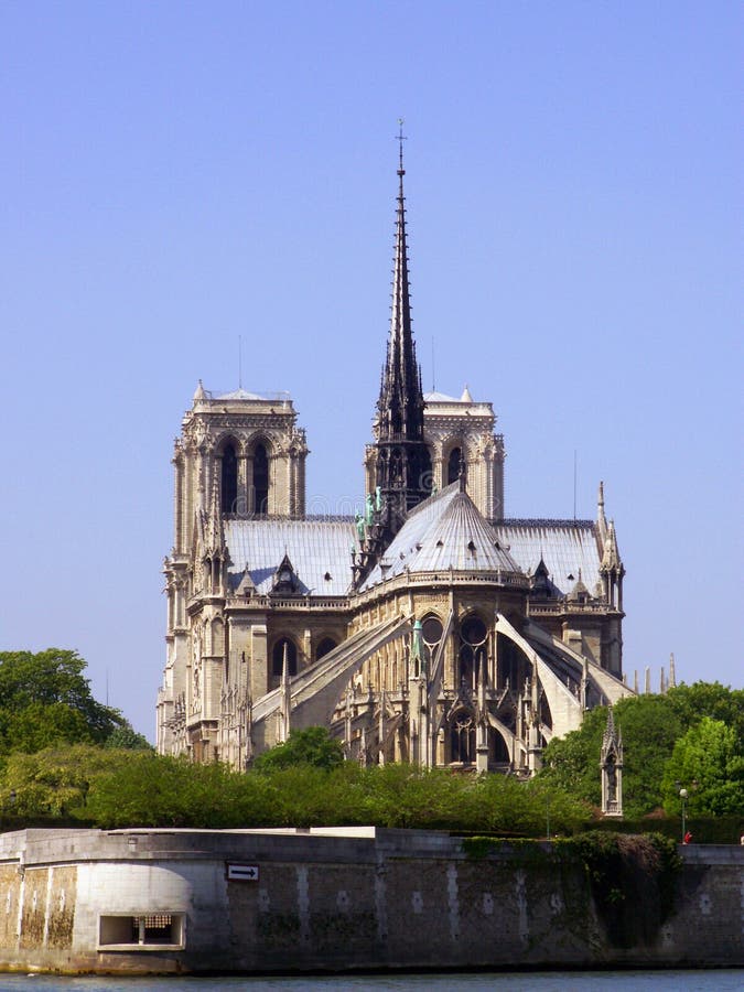 Back Of Notre Dame Cathedral Stock Photo - Image of seine, ramparts ...