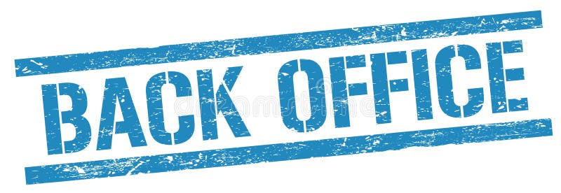 BACK OFFICE Text on Blue Grungy Rectangle Stamp Stock Illustration ...