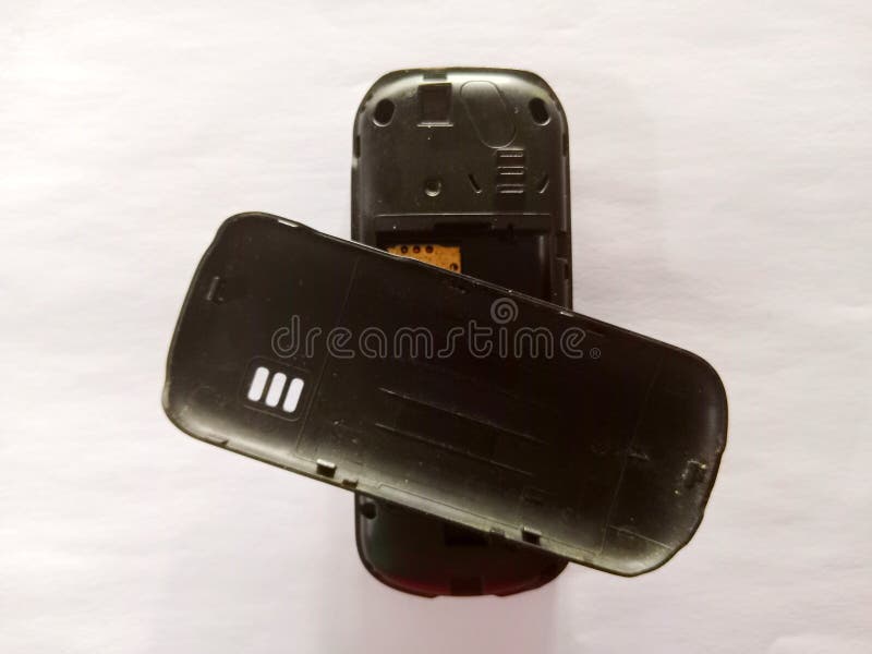 The Back of an Old Mobile Phone with Its Battery Cover Removed Stock ...