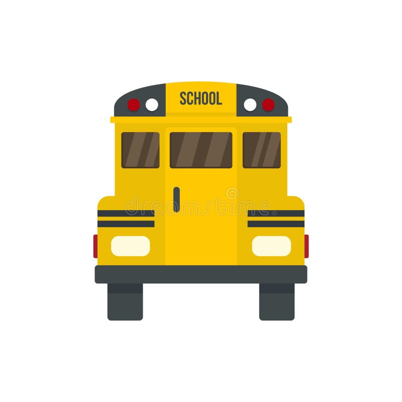 Back of Old School Bus Icon, Flat Style Stock Vector - Illustration of ...