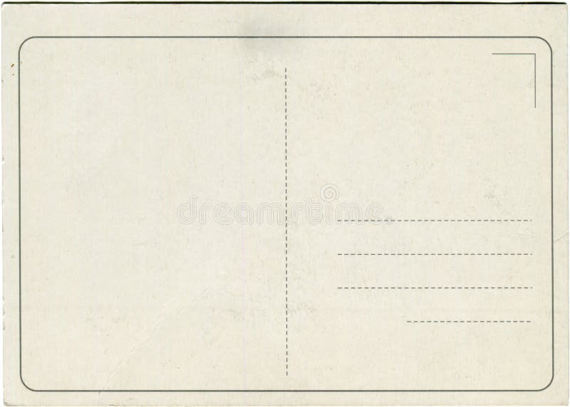 Back of an Old Worn and Stained Postcard, Isolated on White Background ...