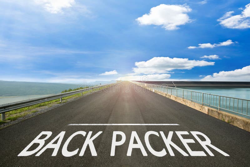 BACK PACKER - Road Surface of Begin To the Trip. Stock Image - Image of ...