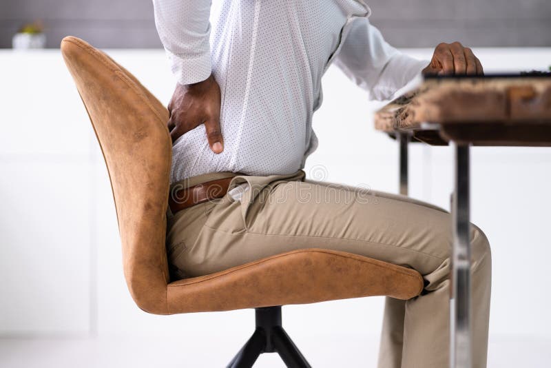 Back Pain Bad Posture Man Sitting Stock Photo - Image of young ...