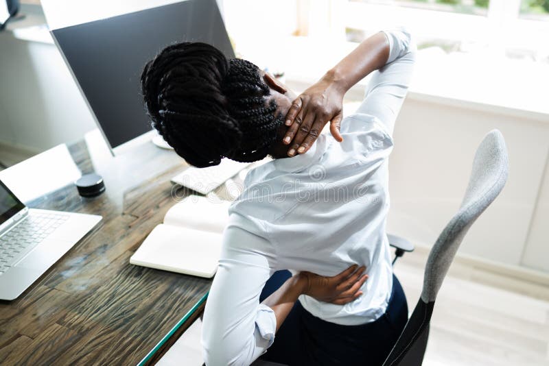 Back Pain Bad Posture Woman Sitting Stock Image - Image of injury ...