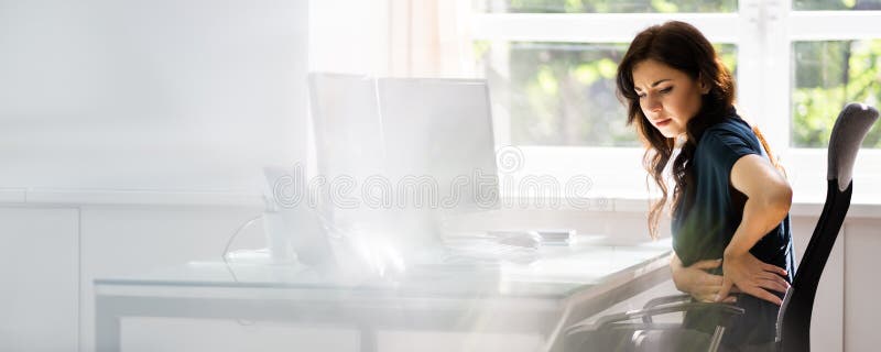 Back Pain at Computer stock photo. Image of panoramic - 211510598