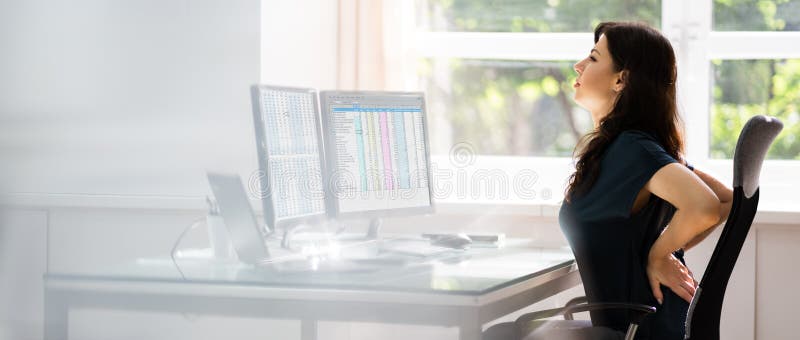 Back Pain at Computer stock photo. Image of back, female - 211510588