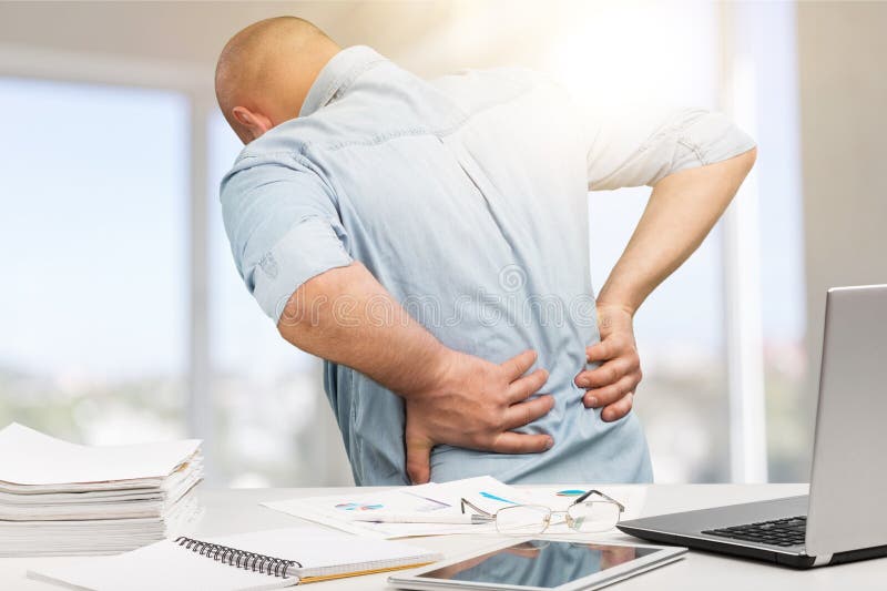 Back pain in office stock image. Image of chiropractor - 115298299
